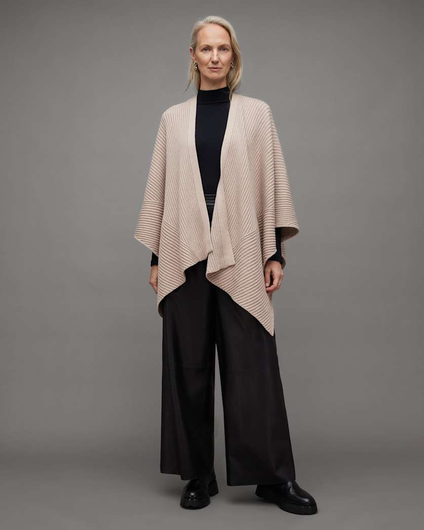 Robyn Ribbed Ruana Scarf BLUSH PINK | ALLSAINTS